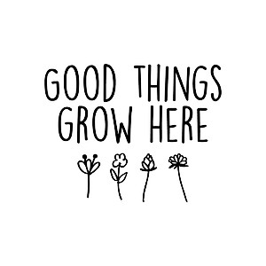 Vinyl Wall Art Decal - Good Things Grow Here - 20" x 26" - Trendy Inspirational Minimal Quote Sticker for Indoor Garden Home Office Bedroom Living Room Plants Flower Patio Decor (Black)
