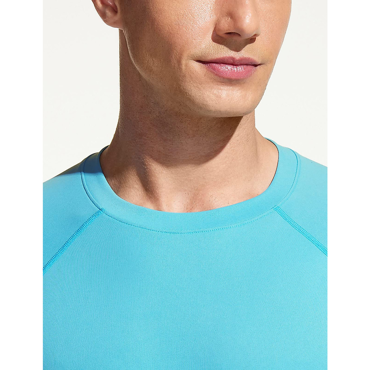 TSLA Men's Rashguard Swim Shirts, UPF 50+ Loose-Fit Long Sleeve Shirts, Cool Running Workout SPF/UV Sun Shirts, Sun Block Sky Blue, Large