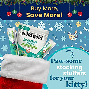 Solid Gold Lickable Cat Treats - Salmon SeaMeal Squeeze Squeezable Cat Treats for Indoor Cats 30 Pack - Made with Fiber-Rich Seaweed for Digestive Health for Immune Support - 3 oz / 30 Count
