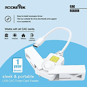 Type C CAC Reader, DOD Military USB C Common Access CAC Card Reader, USB C Smart Card Reader PIV CAC Reader Credit Card Reader Compatible with Windows, Mac OS(Mini Fold and Portable Type C)
