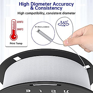 Matte PLA 3D Printer Filament, BIQU 3D Printer Filament Dimensional Accuracy +/- 0.03 mm, 1kg Spool, Stable Output, No Knots, No Clogging PLA Matte Filament 1.75mm Compatible with 3D Printer, Gray