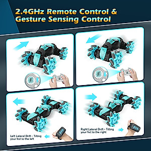 Gesture RC Car, 2.4Ghz 4WD Hand Controlled RC Car, Gesture Sensing RC Stunt Car, Remote Control Car 360 Rotating Drift RC Car RC Crawler Adults RC Cars for Boys Kids Age 8-12 Xmas Toy Cars for Girls