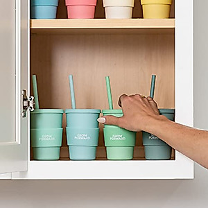 Grow Forward Kids Bamboo Cups - Kids Cups with Straws and Lids - Eco Friendly BPA Free - Dishwasher Safe - Straw Cups for Kids with Silicone Lids and Sleeves - Drinking, Smoothies - Rainforest
