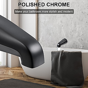 Dreyoo Universal Bath Tub Spout with Adapter Bathroom Bathtub Faucet Spout Without Diverter, Fits for 1/2'', 3/4'' IPS Inside Thread Connection and Tub/Shower Faucet Brands 5" Length(Matte Black)