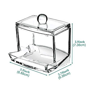 Cotton Swab Holder Clear Acrylic Container Makeup Organizer with Lid(Size:3.5 x 2.75 x 2.9 inch)