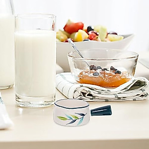 Veemoon Ceramic Milk Cup Coffee Warmers Chocolate Melter Pot Butter Melting Pot Cheese Pot Small Soup Pot Small Dipping Bowls Ceramic Sauce Pan Mini Ceramic Saucepan Mini Sauce Pan Enamel