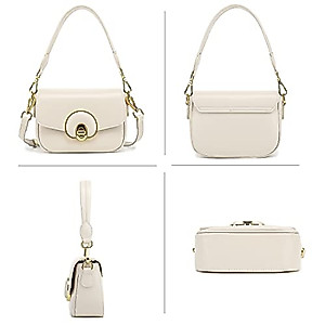 LL LOPPOP Small Stylish Designer Purses Crossbody Bags, Mini Shoulder and Evening Bag for Women with Wide Strap 204102 White
