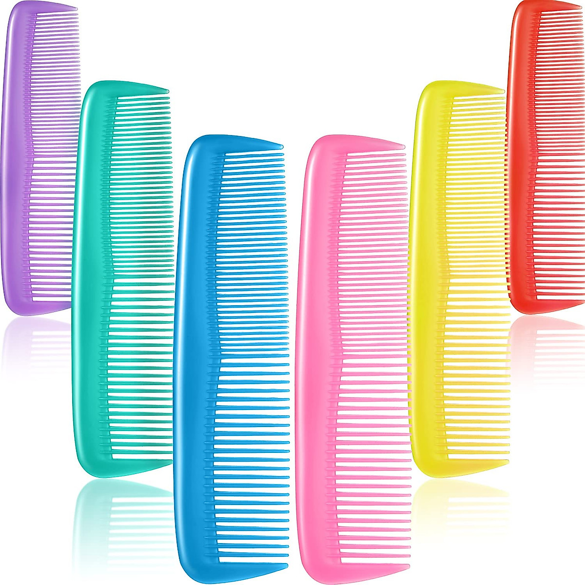 12 Pieces Colorful Hair Combs Set for Kids Women Men Colorful Plastic Fine Dressing Comb (Yellow, Purple, Green, Blue, Red, Pink)