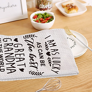 HIWX Best Great Grandma Decorative Kitchen Towels and Dish Towels, Great Grandma Granny Mother's Day Hand Towels Tea Towel for Bathroom Kitchen Decor 16×24 Inches