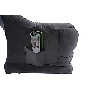 Lazy Chair with Ottoman, Modern Accent Lounge Chair with Folding Footrest and Headrest, Upholstered Leisure Sofa Armchair Reading Chair with Side Pocket for Living Room, Bedroom, Office, Dark Gray