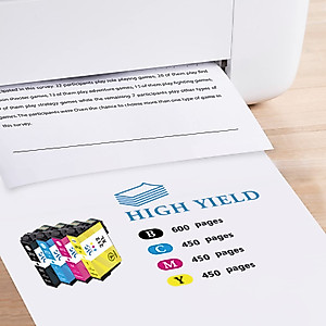 212XL Ink Cartridge Remanufactured Ink Replacement for Epson 212XL 212 T212XL T212 Compatible with XP-4100 XP-4105 WF-2850 WF-2830 Printer(4 Pack, 1 Large Black, 1 Cyan, 1 Magenta, 1 Yellow)