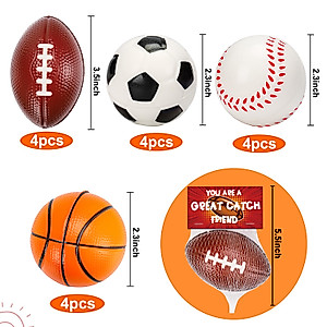 16 PCS Stress Balls Foam Bouncy Balls Stress Relief Pinata Filler Goodie Bag Stuffers Gift Card Basketball Football Party Favors for 4-8 8-12 Treasure Box Toddler Bulk Toys Classroom Kids Prizes