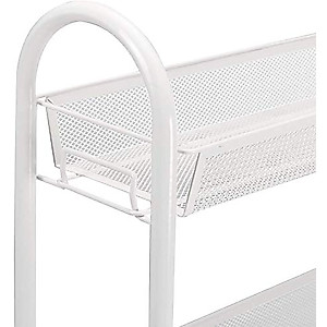 Rackaphile 4-Tier Slim Slide Out Storage Tower Rack Mesh Rolling Organization Serving Cart Shelf for Narrow Spaces Roller, White (4-Tier)
