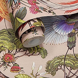 Holden Outside in Songbird Bird Theme Oriental Tropical Wallpaper Feature Wall Bedroom Livingroom Plum Deep Purple 13150