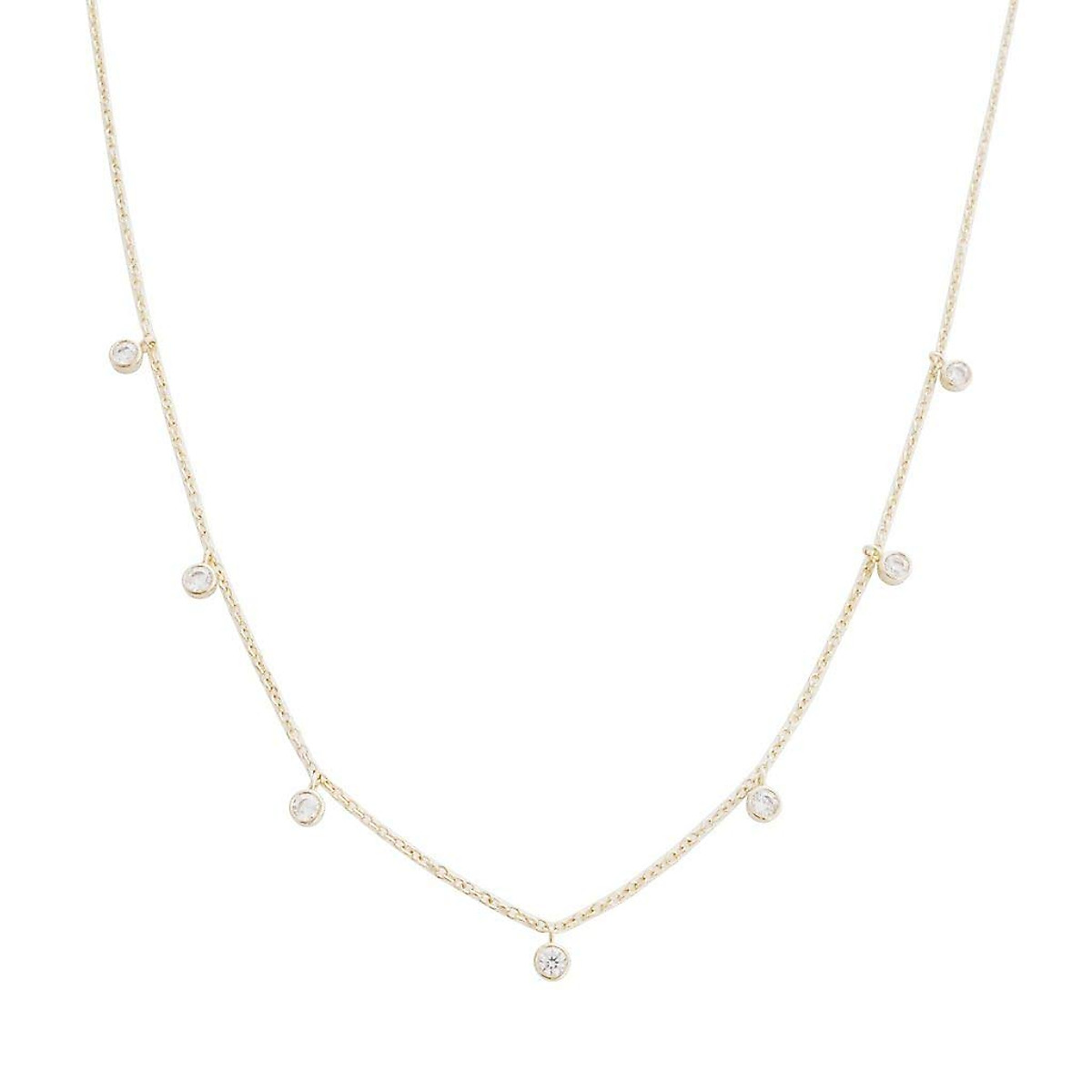Honeycat Crystal Bezels Droplet Charm Necklace in Gold, Rose Gold, or Silver | Minimalist, Delicate Jewelry (Gold)