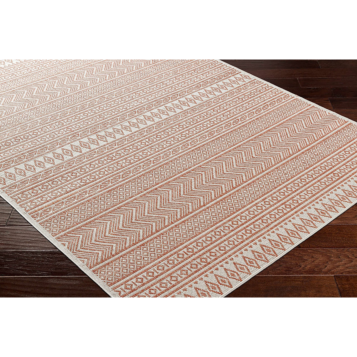 Hauteloom Howie Hallway, Kitchen Patio Outdoor Runner Rug - Beige, Orange, Brown - 2'7" x 12'