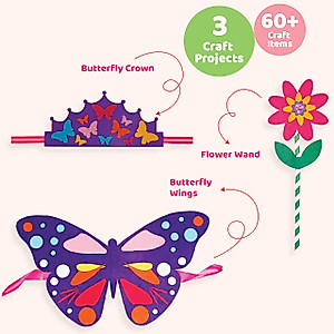 jackinthebox Butterflies Costume Craft kit for 3 to 5 Year olds, 3 Craft Projects, No Mess Art for Kids, Craft Kits & Supplies, DIY Creative Activity, Great Gifts for Girls Ages 3 4 5