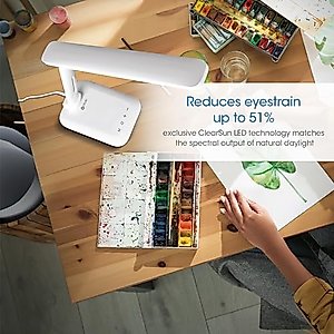 OttLite Slimline LED Desk Lamp – Touch Activated Controls, 3 Brightness Settings, ClearSun LED, Modern Design for Work, Office, or Dorm