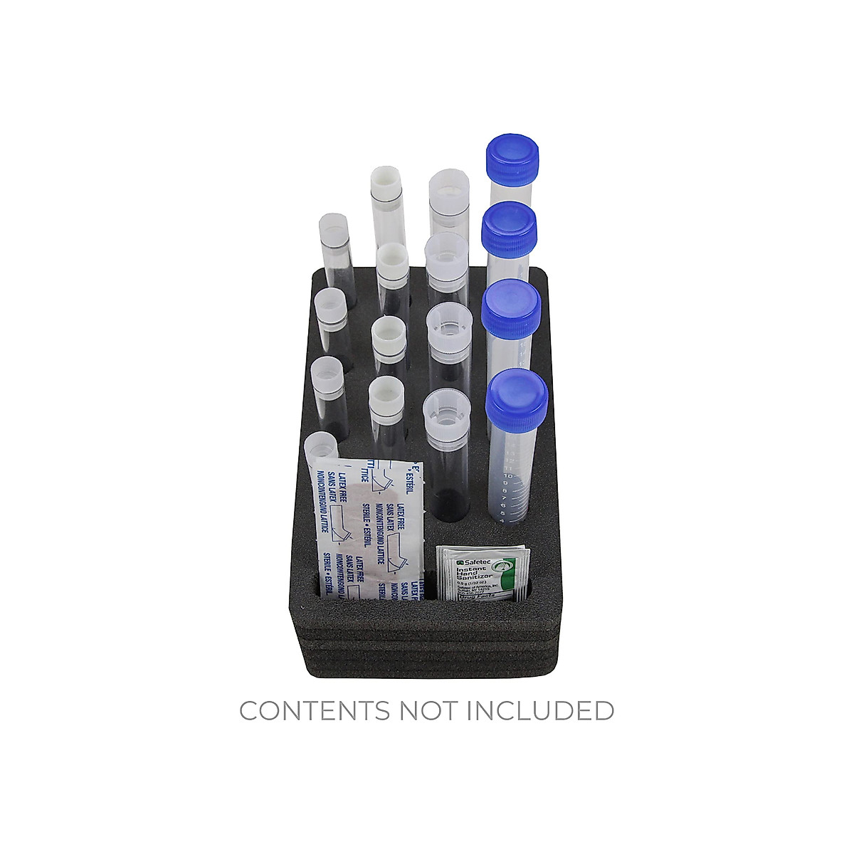 Polar Whale Personal Travel Test Tube Holder Rack Black Foam Lab Storage Supplies Organizer Compact Mini Stand Transport Holds 16 Tubes Fits up to 11mm 13mm 15mm 17mm Diameter