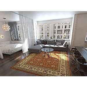 Unique Loom Voyage Collection Traditional Oriental Classic Intricate Design Area Rug, 9 ft 0 in x 12 ft 0 in, Terracotta/Ivory