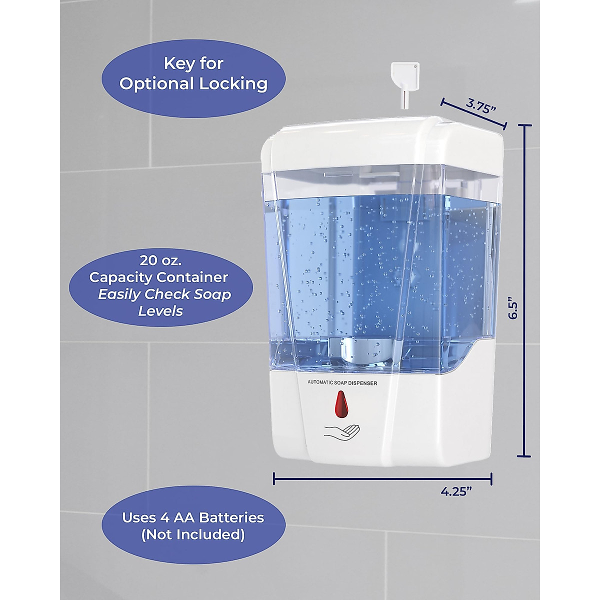 Automatic Wall Mounted Soap Dispenser for Bathroom (2-Pack White), Commercial Hand Soap Dispenser Wall Mount, Touchless Hand Sanitizer Dispenser, (Dispensador de Jabon de Bano Automatico) by EnBath