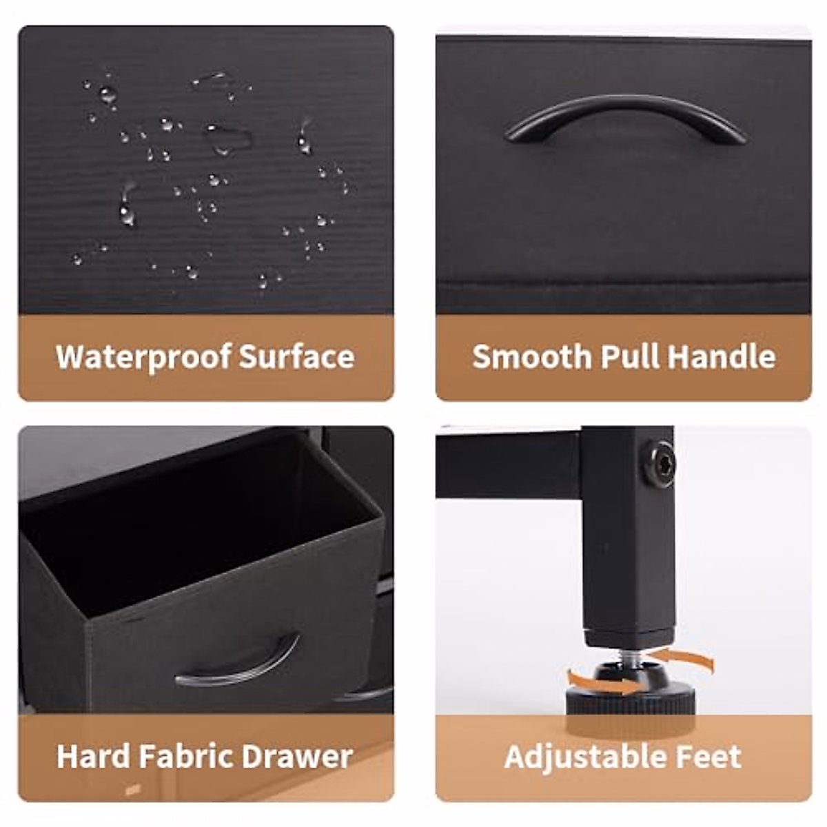 NEWBULIG Dresser for Bedroom,Steel Frame and Wooden Top Closet with 7 Chest Clothes Storage Set,Living Furniture Organizer,30 Inch Height Shelf in Kids Room,Hallway, 7 Drawer, Black