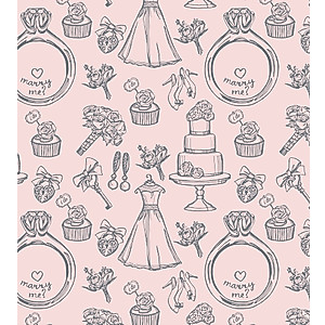 Stesha Party Pink Bridal Shower Gift Wrapping Paper - Folded Flat 30 x 20 Inch - 3 Sheets
