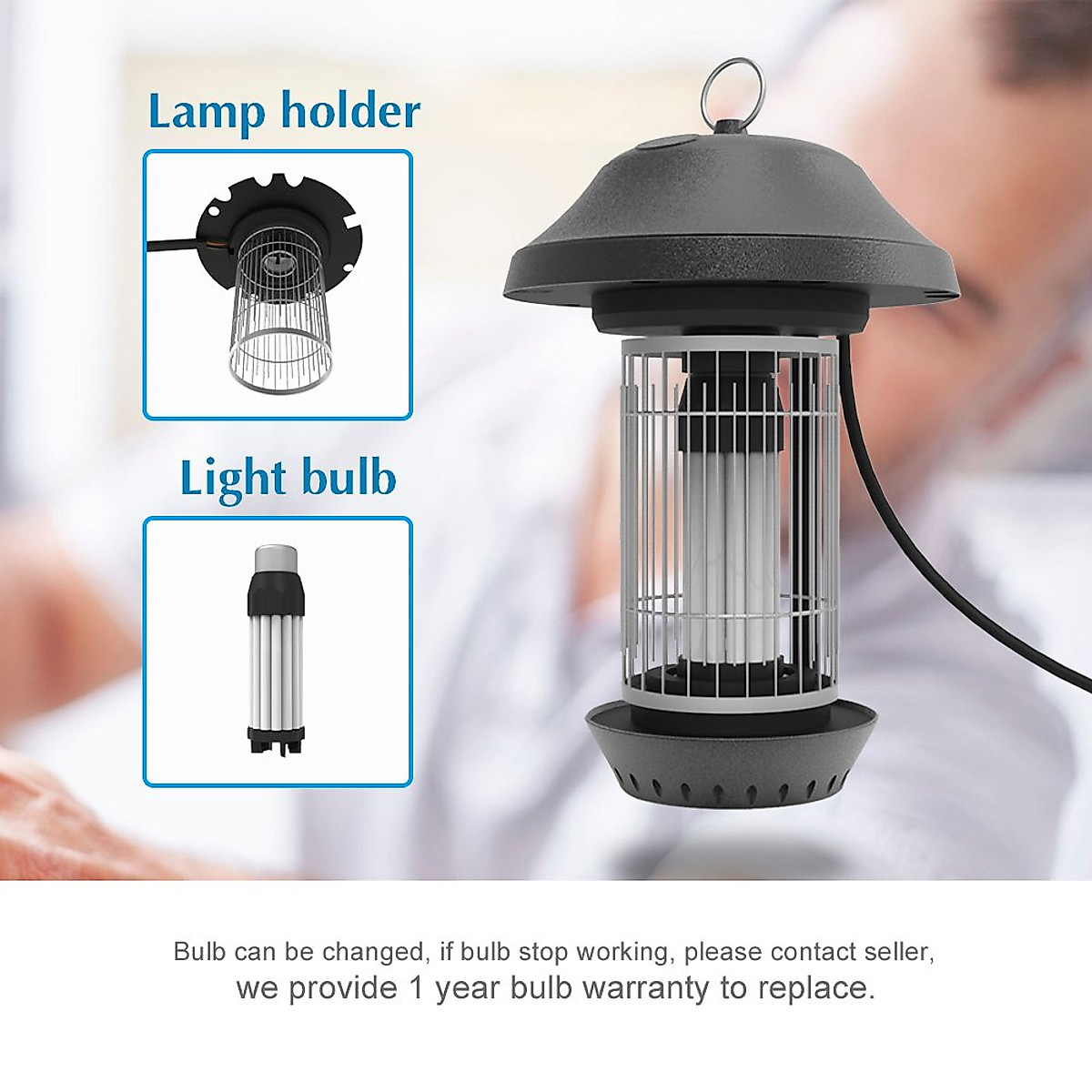 KPS Electric Bug Zappers, New Upgrade with Free Hanger 40W Outdoor Pest Control Lantern for Mosquitoes, Flies, Gnats, Pests & Other Insects, 1 Acre Coverage (1 Pack)