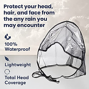 Premium Waterproof Rain Bonnet Hat with Full Cut Visor & Netting - Stay Dry Rain Protection for Men or Women - Black (Unisex)