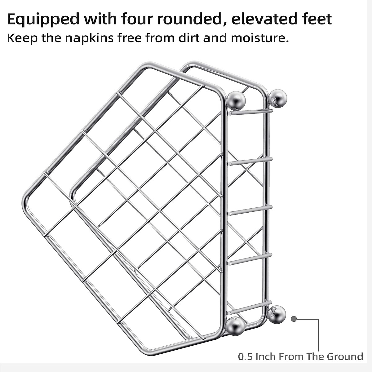 Lxmons Vertical Napkin Holder for Dining Table Décor, Freestanding Metal Paper Holder for Kitchen Countertop, Heavy Duty Napkin Paper Organizer, Durable Tissue Stand for Home Restaurant, Silver Chrome
