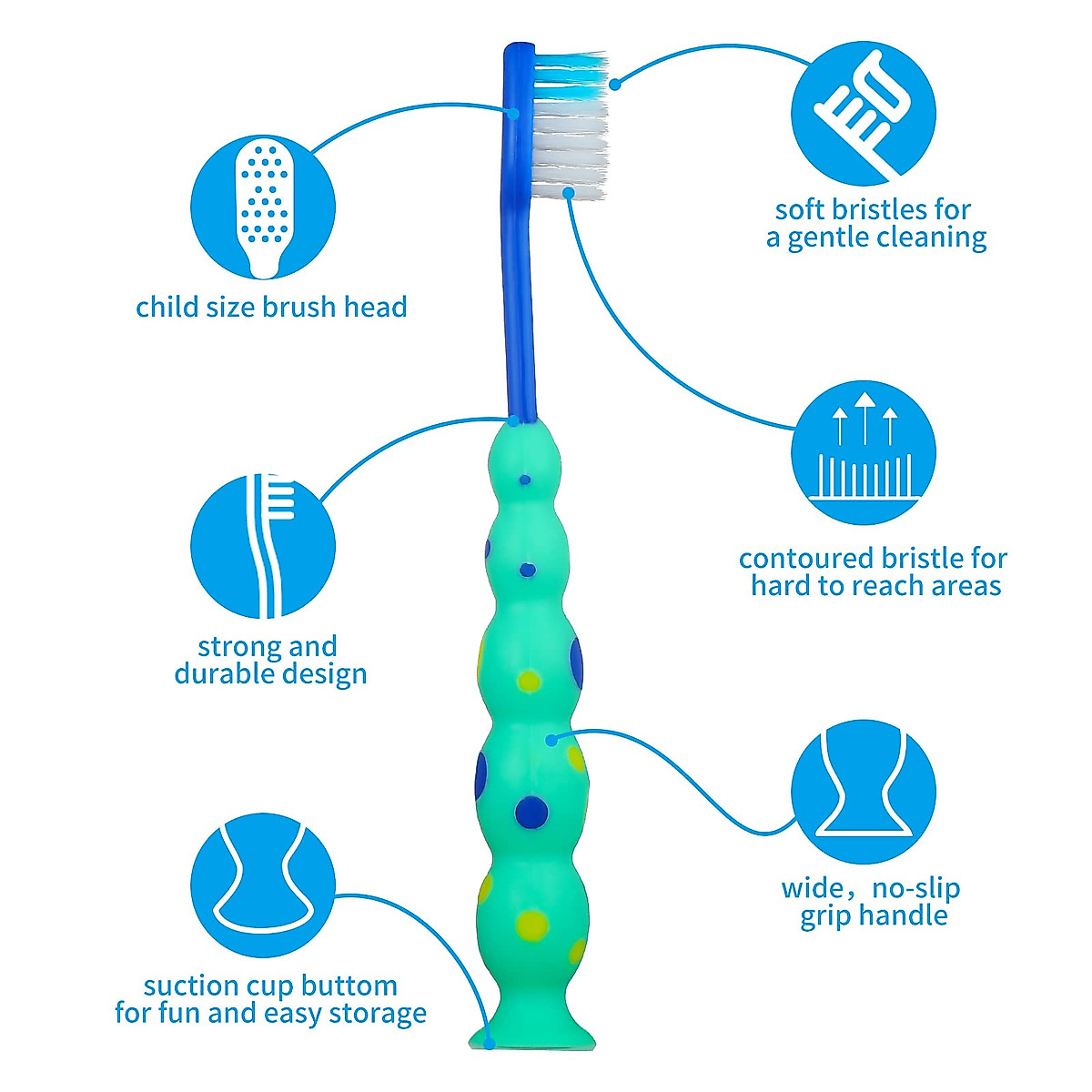 Lauwell 24 Pieces Toddler Toothbrush Bulk Kids Toothbrush Pack Manual Baby Toothbrushes with Covers Suction Cup Toothbrush Lovely Soft Bristle Animal Toothbrush for Kids Sensitive Teeth