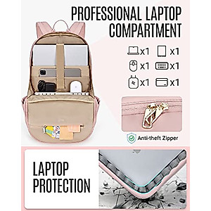 LIGHT FLIGHT Women Backpacks Laptop Backpack for Women 17.3 inches Computer Bags for Work Travel College, Gifts for Women, Pink