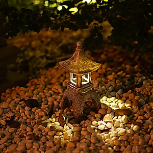 Aloak Asian Solar Zen Pagoda Garden Statue, Outdoor Japanese Lamp Lantern for Home Garden Landscape Décor (9.8 inch Pagoda)