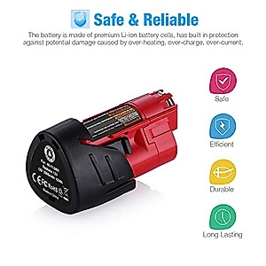 Powerextra M12 Batteries 3500mAh, Upgraded Lithium-ion Replacement Milwaukee M12 Battery for 48-11-2411 48-11-2420 48-11-2401 48-11-2402 48-11-2401, Compatible with M12 Milwaukee Tools, 2 Pack