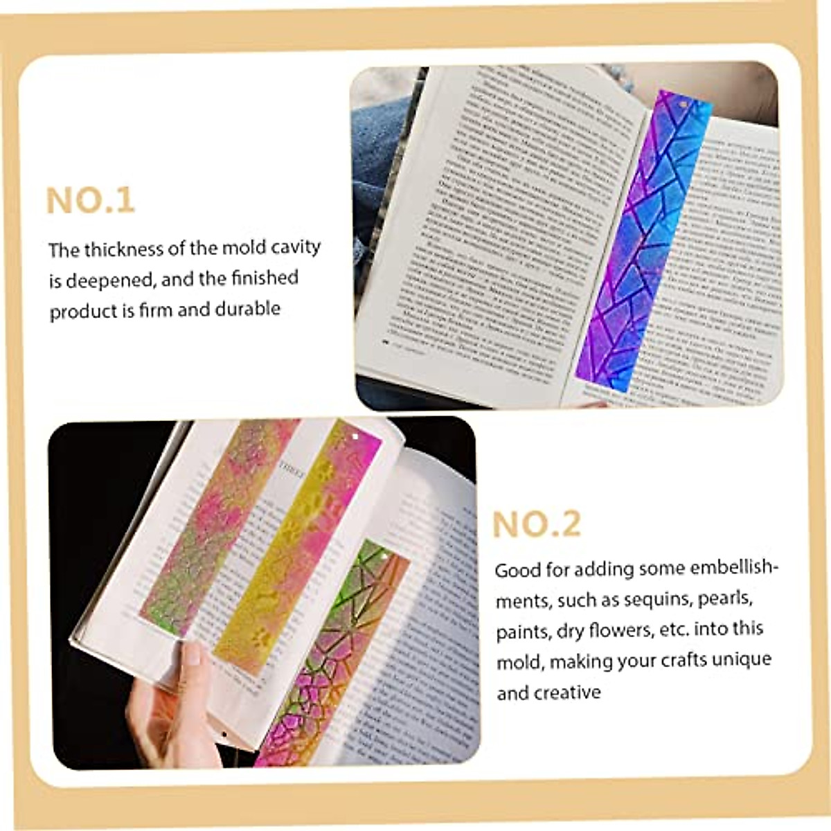 VILLCASE Bookmark Mold Resin Epoxy Bookmark Chocolate Fondant Bookmark Casting Molds Rectangular Bookmark DIY Gift Tag Jewelry Tags DIY Craft Making Trays Crafts Student Crystal Silica Gel