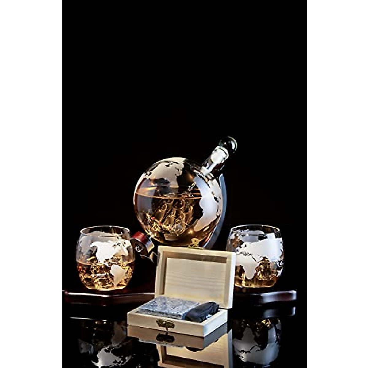 Gifts for Dad, Men Whiskey & Wine Decanter Globe World Set with Globe Glasses Anniversary Birthday House Warming for Liquor Scotch Bourbon Vodka, Gift for Him Husband, Gifts For Men Globe - 850ml