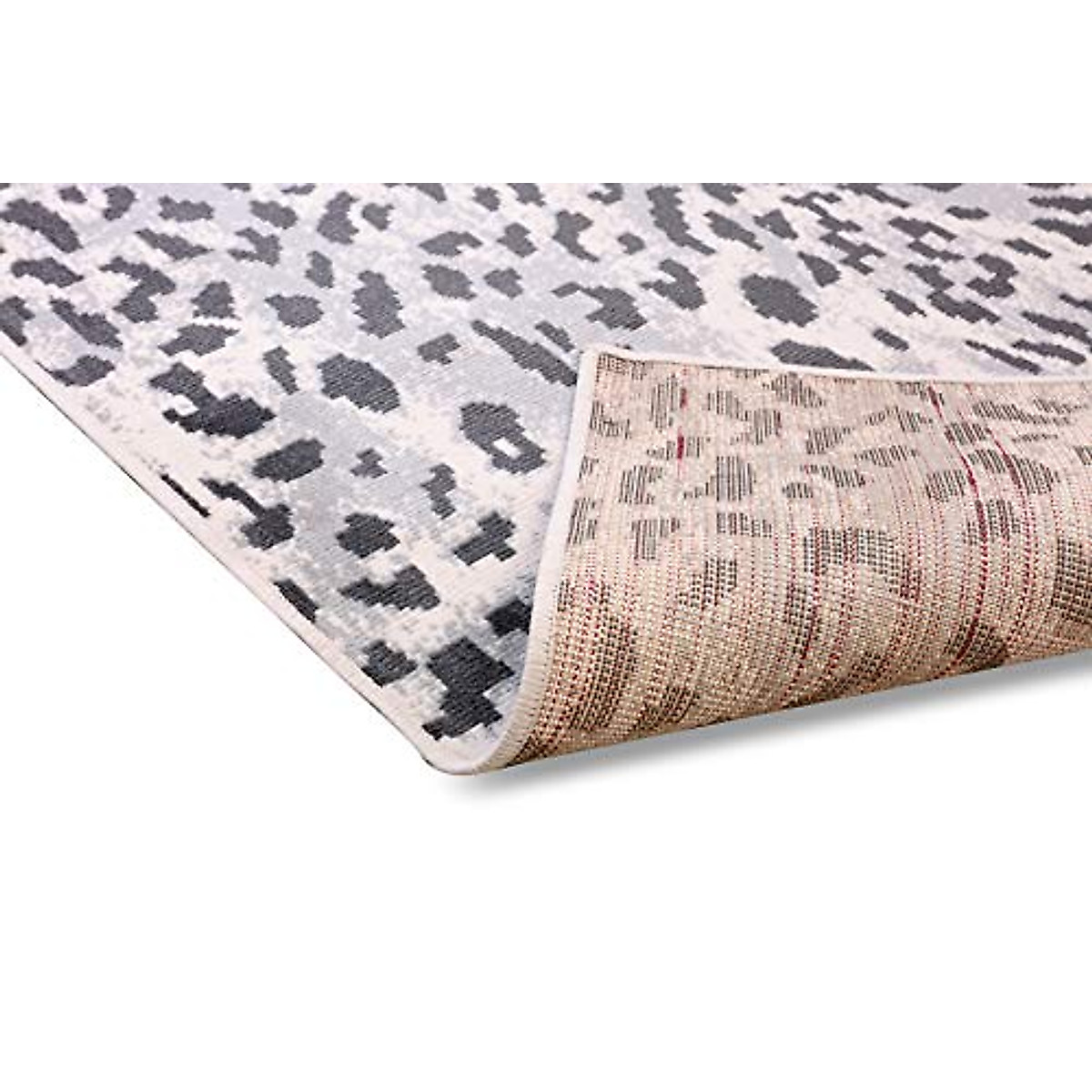Furnish my Place Leopard Print Area Rug - 3 ft. 6 in. x 5 ft. 6 in, Ligh Grey, Rectangular Accent Rug with Contemporary Design
