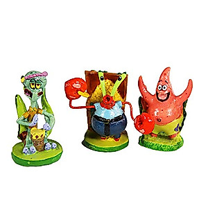 Penn-Plax Officially Licensed Spongebob 6 Piece Mini Aquarium Ornament Set – Great for Saltwater and Freshwater Tanks