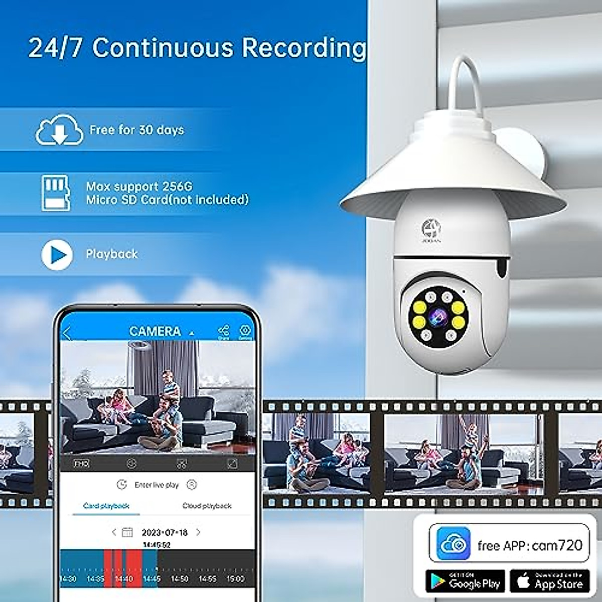 JOOAN 5G Light Bulb Security Camera, 360 Wireless Bulb Indoor Camera, 2K WiFi Camera for Home Security, Cloud & SD Card Storage, Color Night Vision, Smart Motion Detection, Sound Alarm