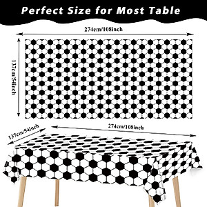 3 Pieces Soccer Party Tablecloths for Soccer Birthday Decorations Plastic Disposable Sports Ball Party Table Covers for Rectangle Tables Birthday Party Supplies Favors, 54 x 108 Inches