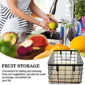 Zerodeko Bathroom Storage Bathroom Storage Bathroom Storage Decorative Metal Wire Basket with Handles Bread Vegetable Fruit Storage Basket Bowl Kitchen Bathroom Organizer Basket Baskets