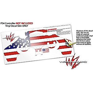 WraptorSkinz Skin Compatible with Sony PS4 Dualshock Controller PlayStation 4 Original Slim and Pro USA American Flag 01 (Controller NOT Included)