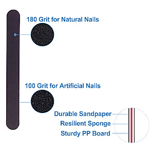 Nail File (100 Pcs), Emery Board Nail Files for Acrylic and Natural Nails, 100/180 Grit Double Sided Emery Boards for Nails Fingernail Filer Bulk for Professional Finger Nail Filer Manicure Set