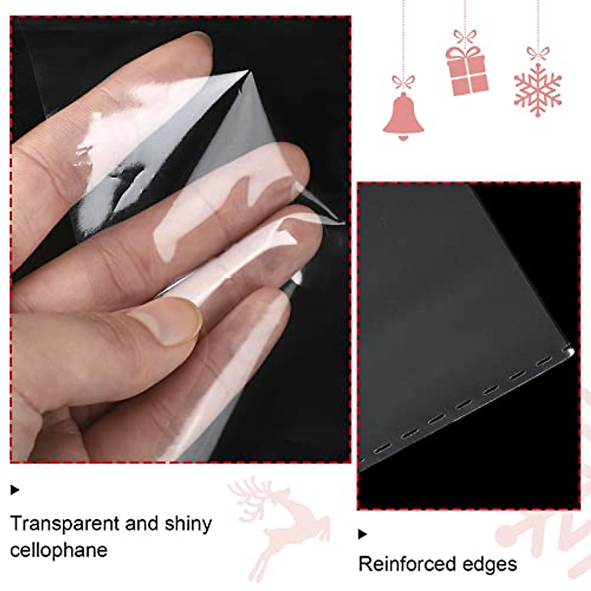 Gersoniel 8 x 16 Inch Many Cellophane Bags Clear Plastic Gift Wine Bag Wrap with 200 Pieces Gold Silver Twists for Wrapping Gifts Present Candy Holiday Party Favors (1 Set)