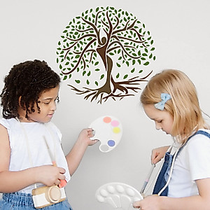 FINGERINSPIRE Tree of Life Stencils Decoration Template 11.8x11.8 inch Tree in Human Shape Drawing Painting Stencils Square Reusable Stencils for Art Projects Painting on Wood, Floor, Wall and Tile
