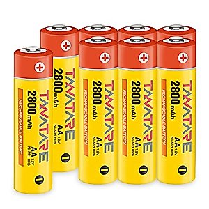 Tanatare 8 Pack 2800mAh High Capacity1.2V Rechargeable AA NiMH Batteries with Long Lasting Power, Recharge up to1200x Times