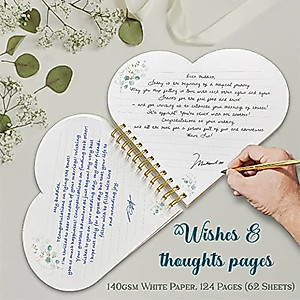 3 PCS Unique Heart Shape Wedding Guest Book, Guest Book Includes Metal Pen with Acrylic Pen Holder, Wedding Guest Book Alternative has 124 Pages, Guest Book Wedding Reception has a hardcover (Heart)