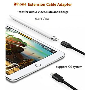 for iPhone Charger Extension Cable,6FT Lightning Extender Dock Cable Compatible with iPhone 14 Pro 13 Pro Max 12 11 X XR 8 7 6 Male to Female Cable Extension Adapter Cord Pass Video,Data,Audio (Black)
