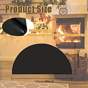 HOMSHIAM Fireplace Mat, Fireplace Floor Mat, Fireplace Mats Fireproof 28×49 Inch Half Round Hearth Mat Protects Floors from Sparks Embers