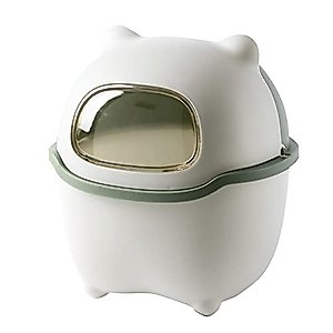 Benshukam Mini Ninja Desktop Flip Cute Small Trash Can with Lid for Bathrooms, Kitchens, Offices, Waste Basket for Dressing Table(Green)